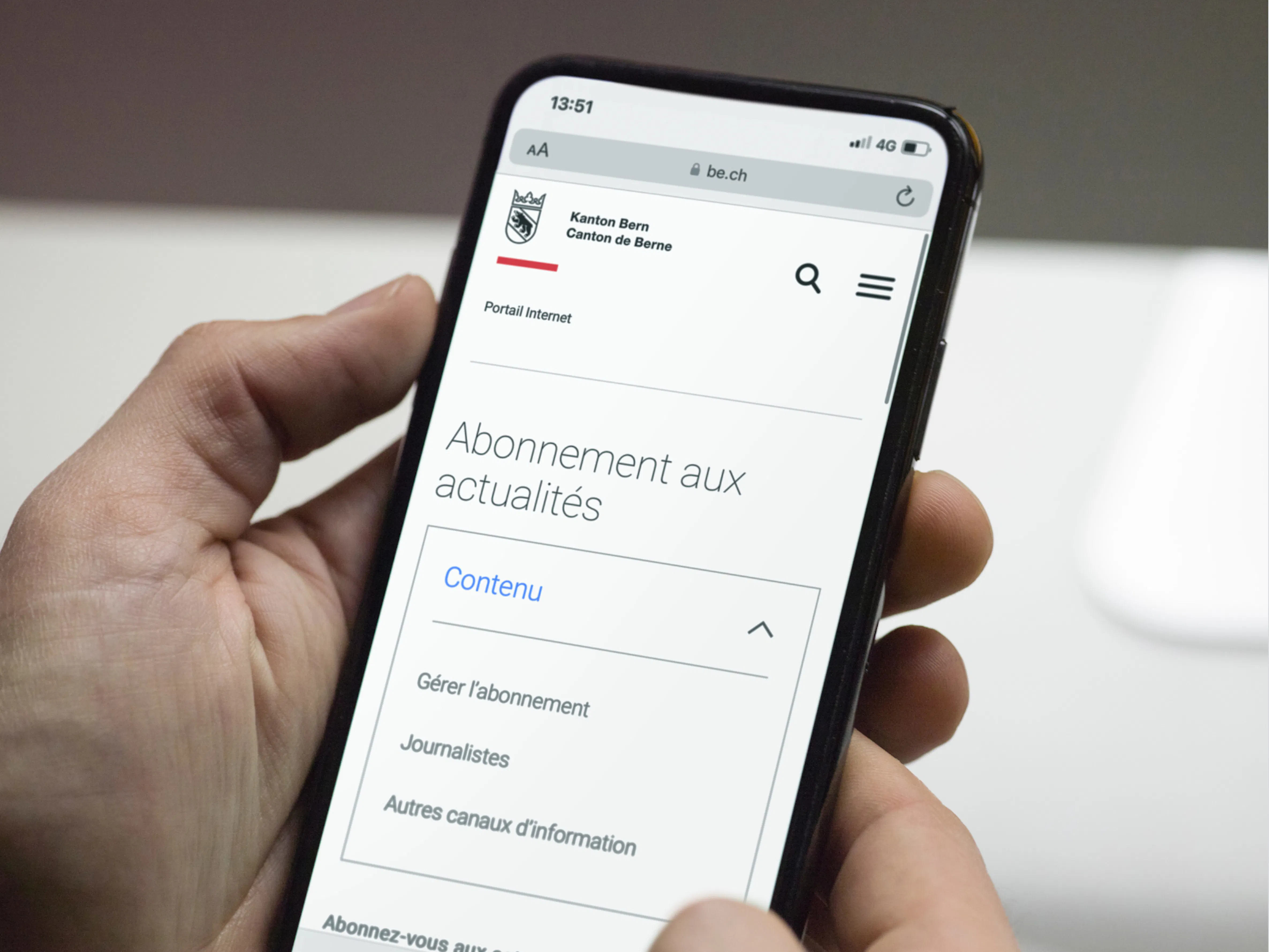 Portail Internet du canton de Berne - Page d’accueil